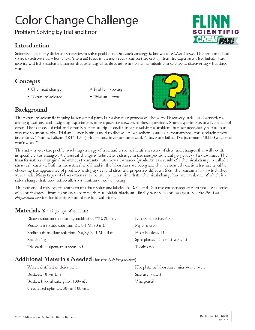 Color Change Challenge | Flinn Scientific