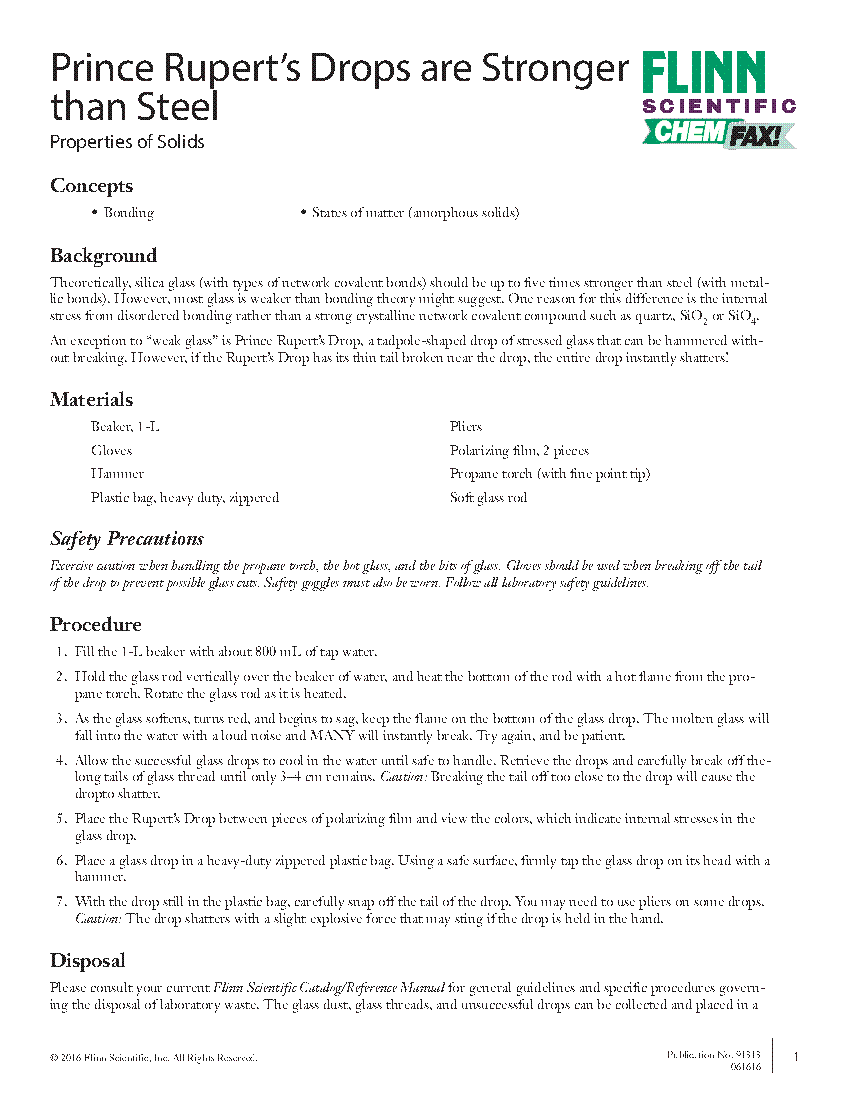 Prince Rupert’s Drops are Stronger than Steel | Flinn Scientific