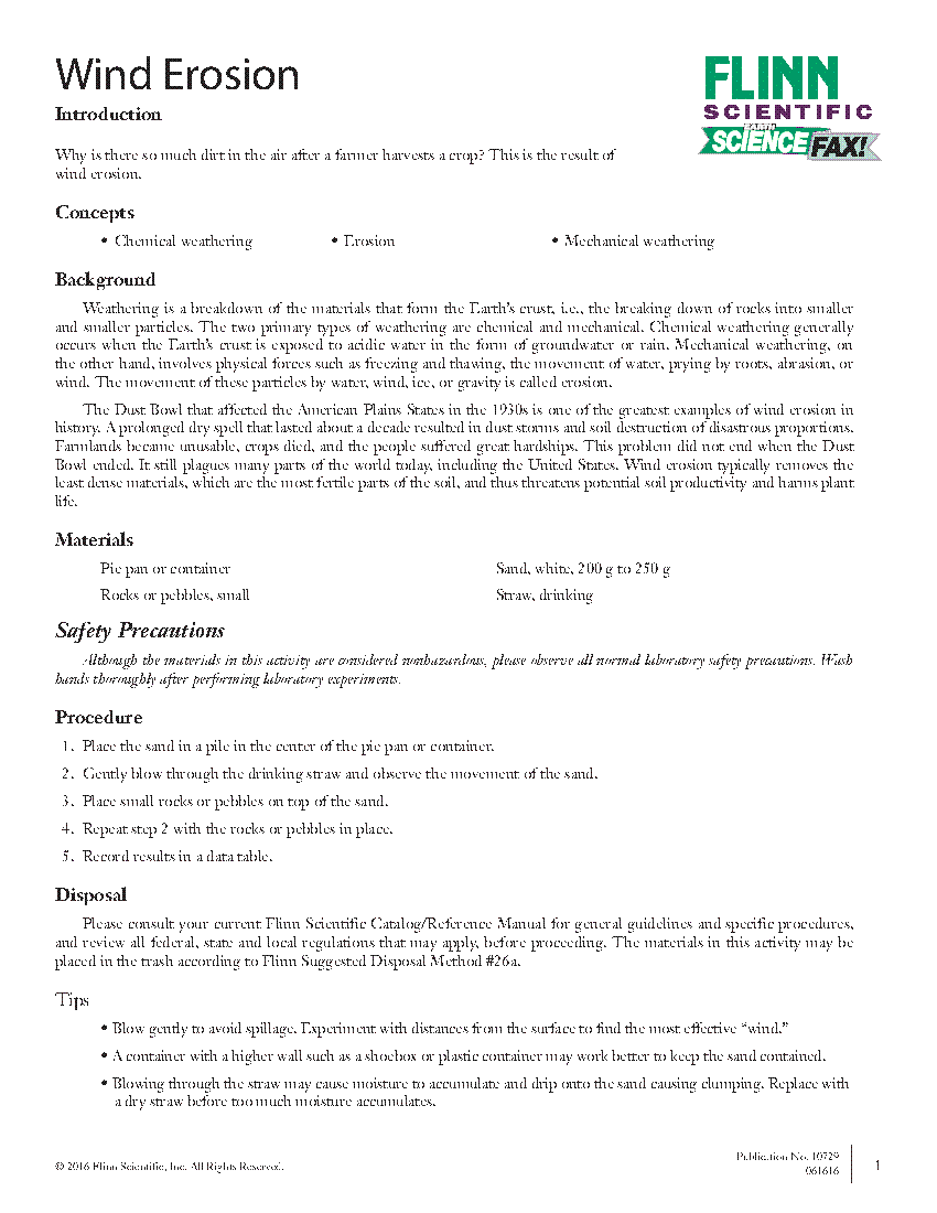 Wind Erosion | Flinn Scientific