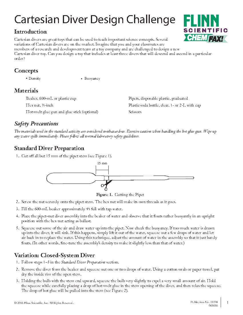 Cartesian Diver Design Challenge | Flinn Scientific