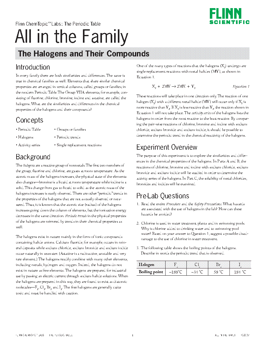 All in the Family: The Halogens and Their Compounds—ChemTopic™ Lab ...