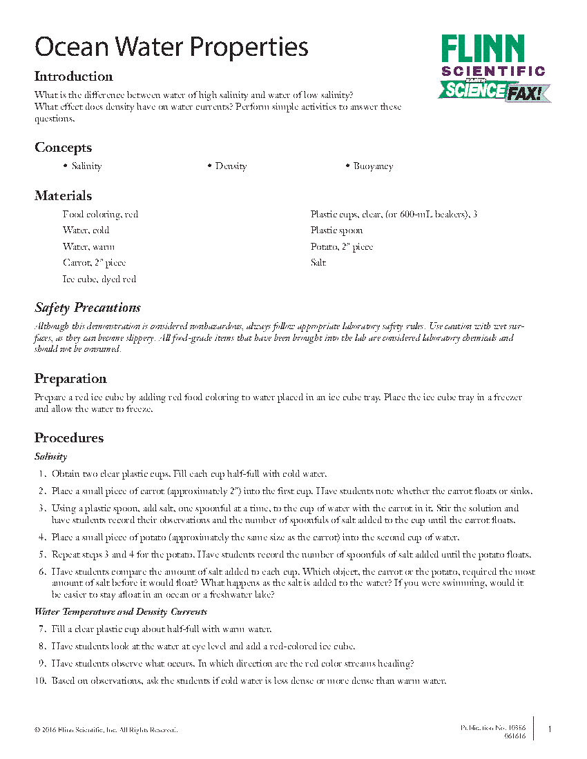 Ocean Water Properties | Flinn Scientific