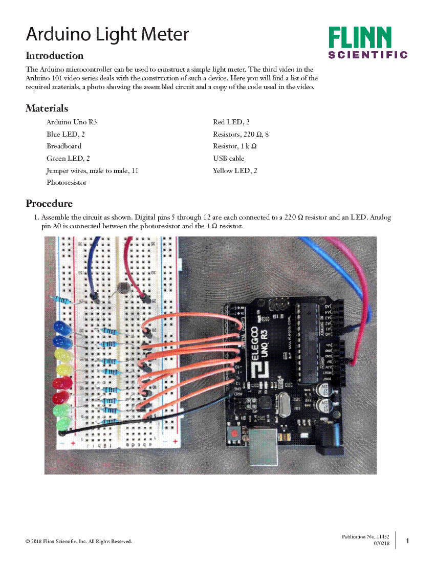 Arduino Light Meter | Flinn Scientific