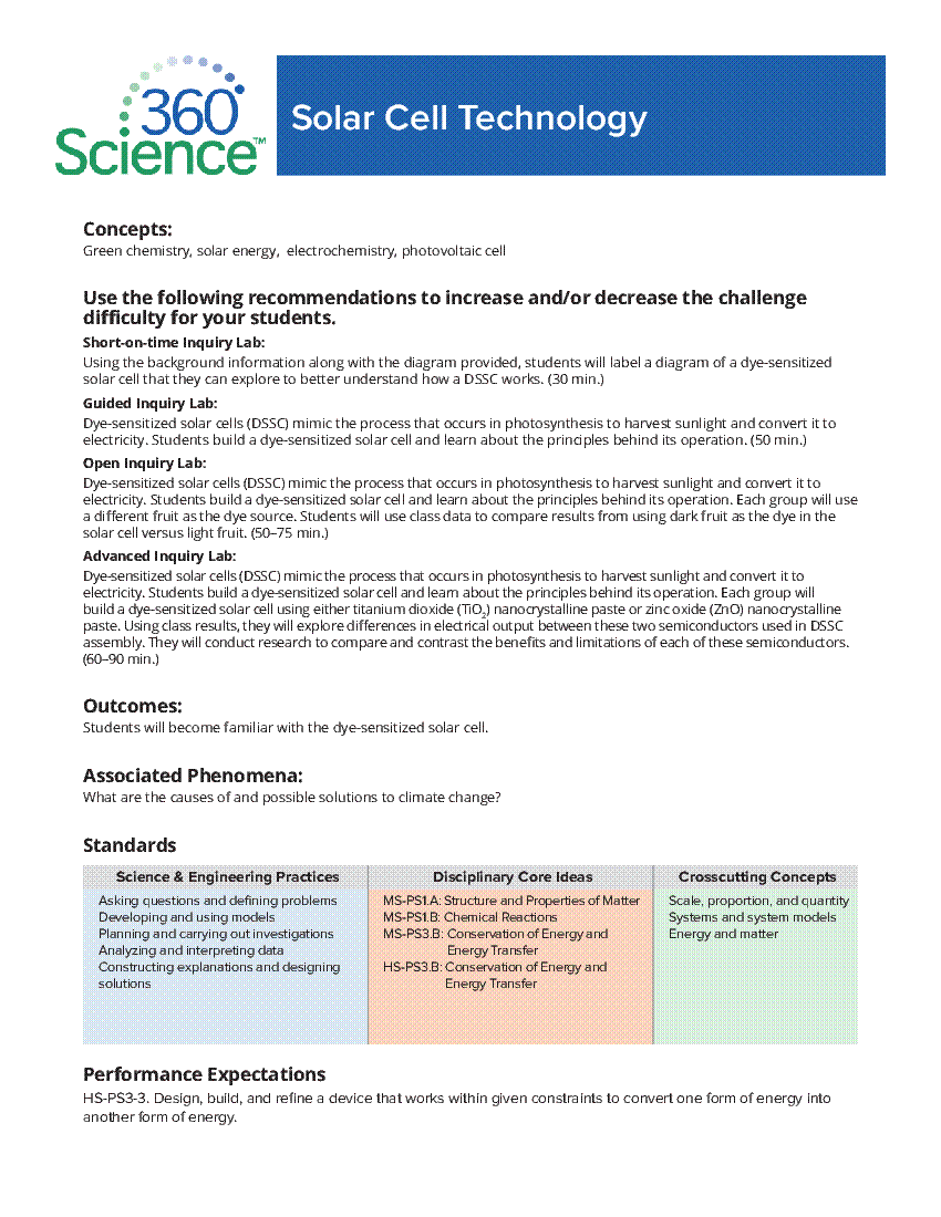 360Science™: Solar Cell Technology | Flinn Scientific