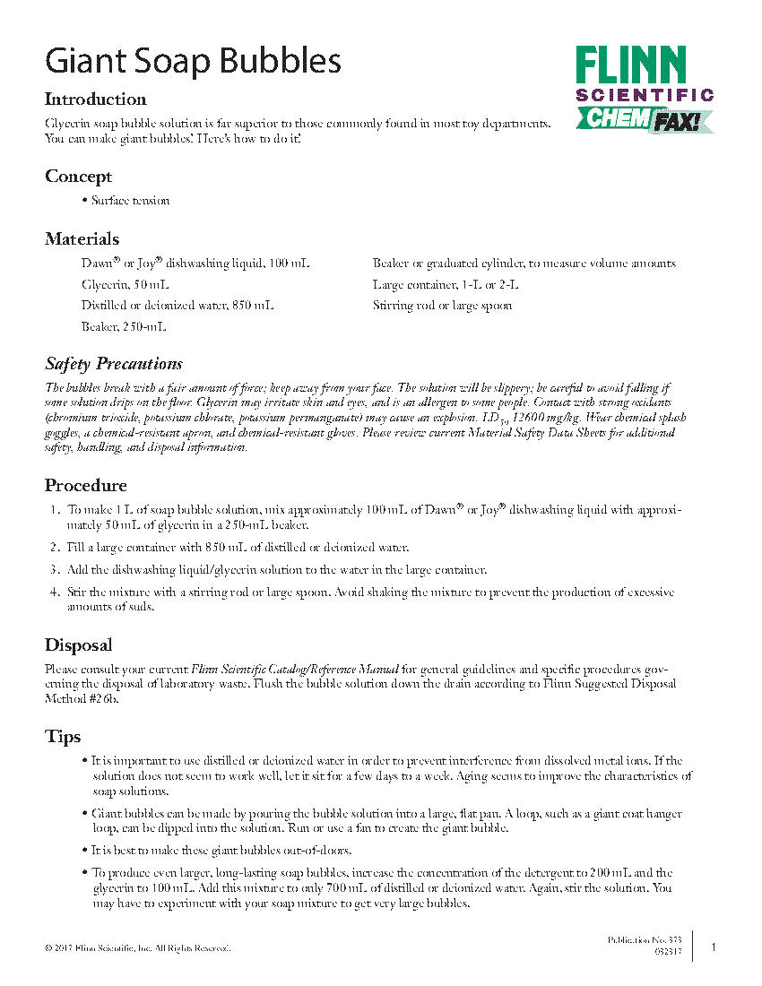 Giant Soap Bubbles | Flinn Scientific