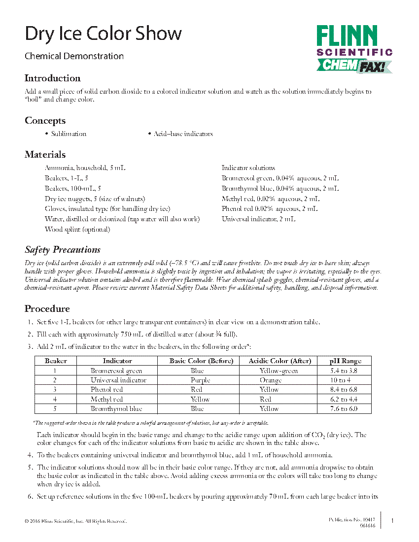 Dry Ice Color Show | Flinn Scientific