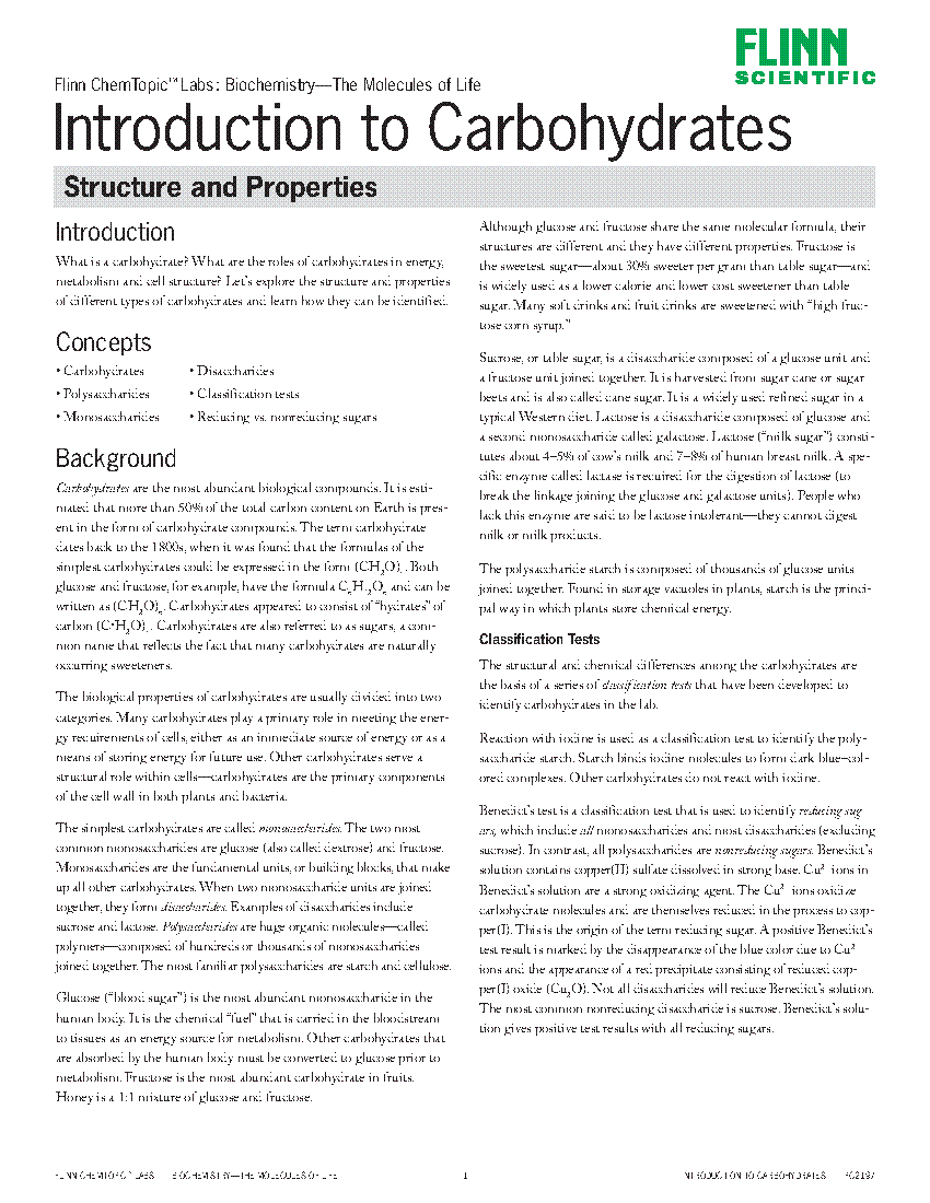 Introduction to Carbohydrates: Structure and Properties—ChemTopic™ Lab ...