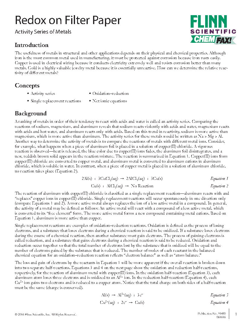 Redox on Filter Paper | Flinn Scientific