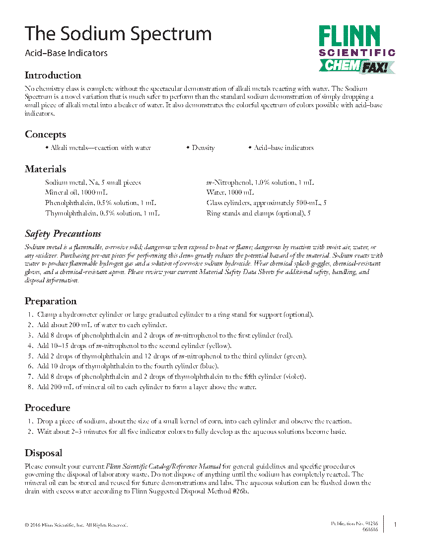 The Sodium Spectrum | Flinn Scientific