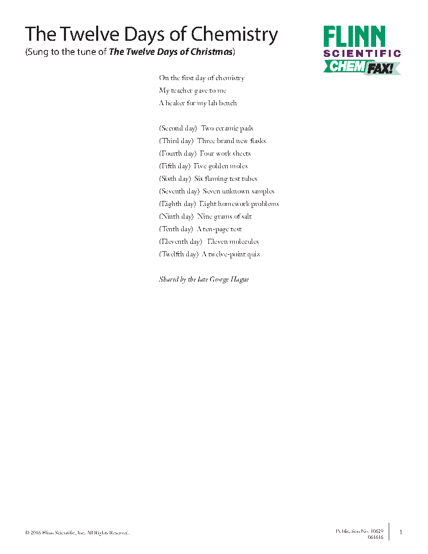 The Twelve Days of Chemistry | Flinn Scientific