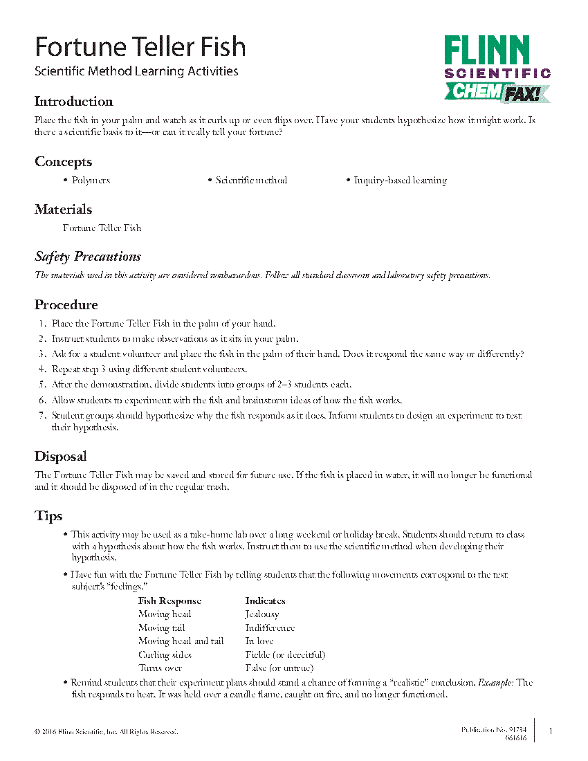 Fortune Teller Fish | Flinn Scientific